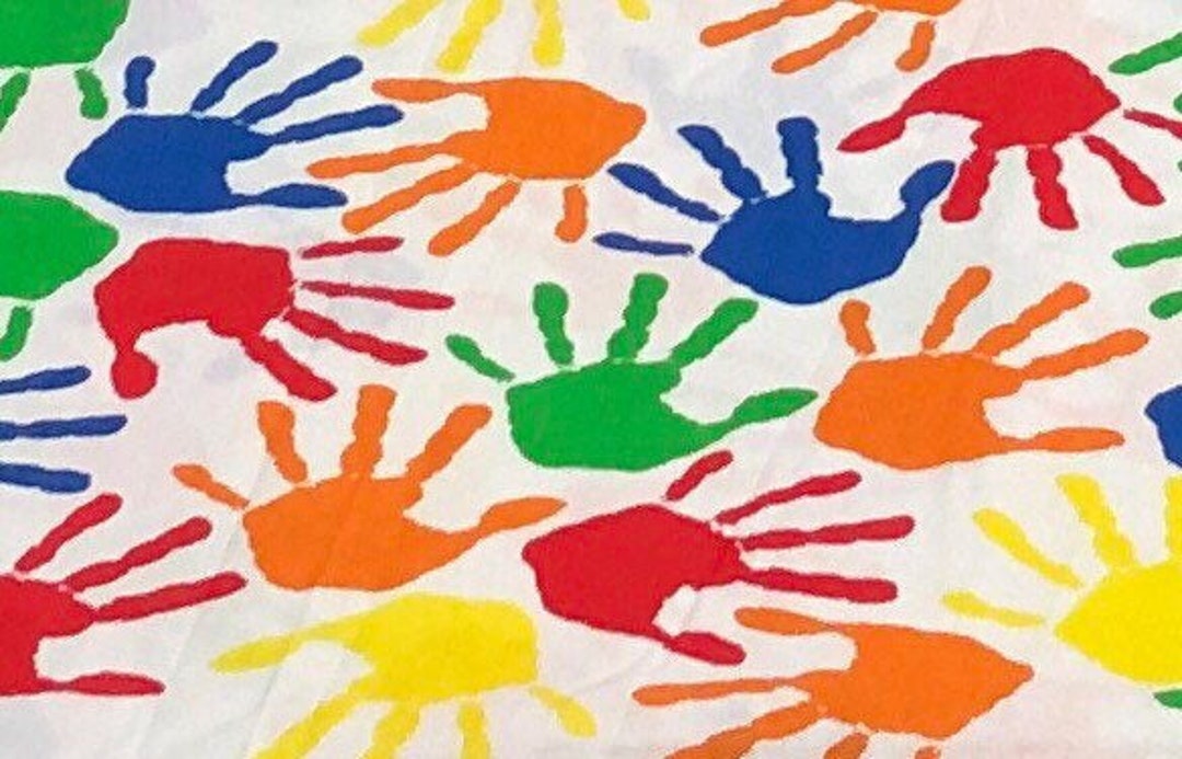 Handprint Fabric by the Yard 100% Cotton for Clothing, Crafts, Quilting ...