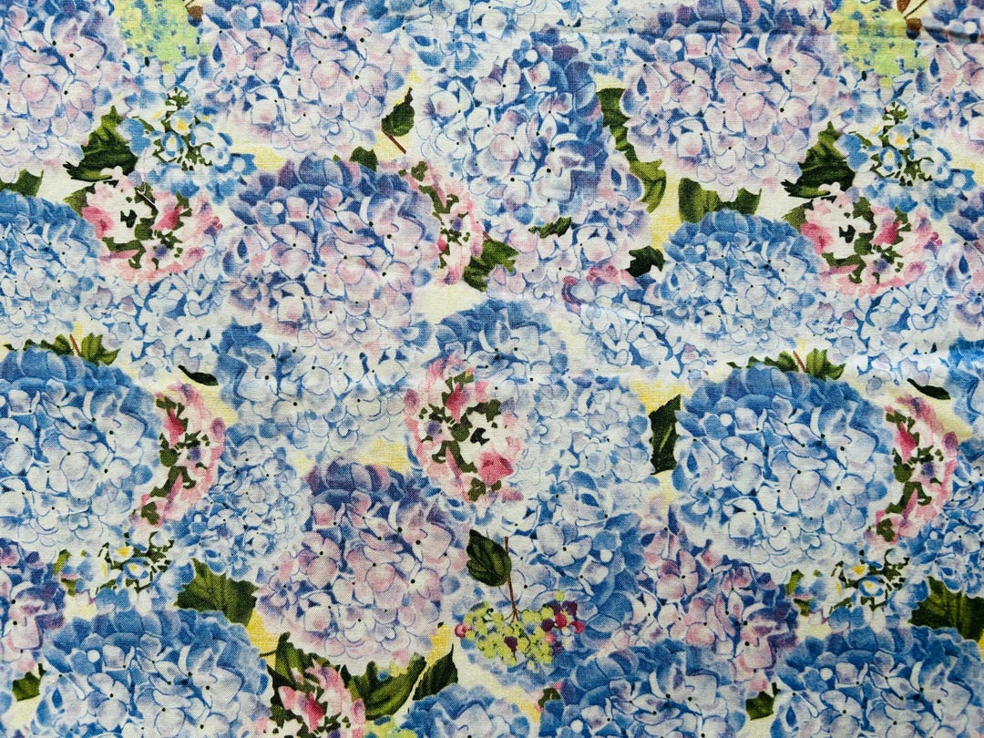 Hydrangea Fabric by the Yard 100% Cotton for Clothing Crafts Quilting ...
