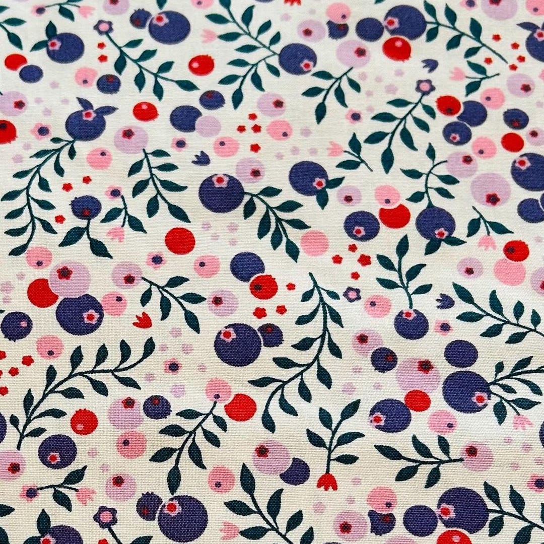Blueberry Floral Clusters Fabric by the Yard Clothing Quilting Flowers ...