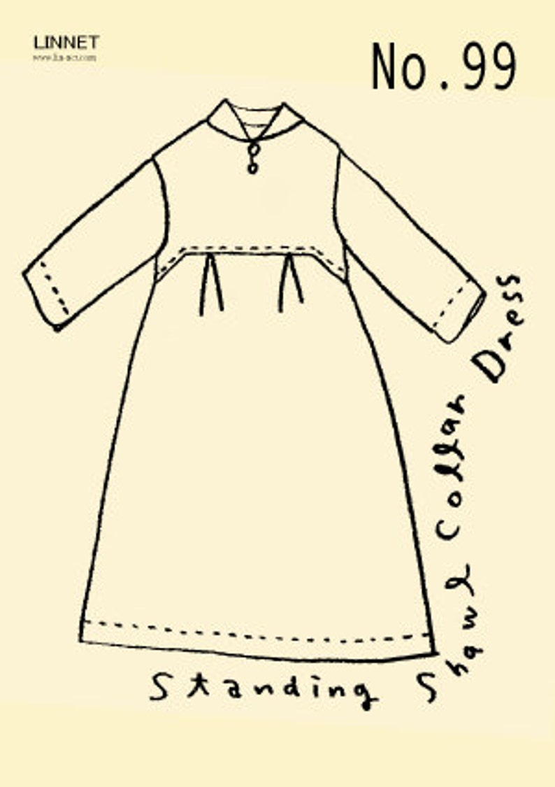 LINNET Pattern / No99 Standing Shawl Collar Dress - Etsy UK