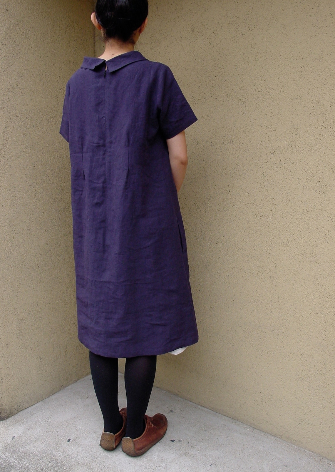 LINNET Pattern/no.70 Half Sleeve One-piece With Roll Collar - Etsy