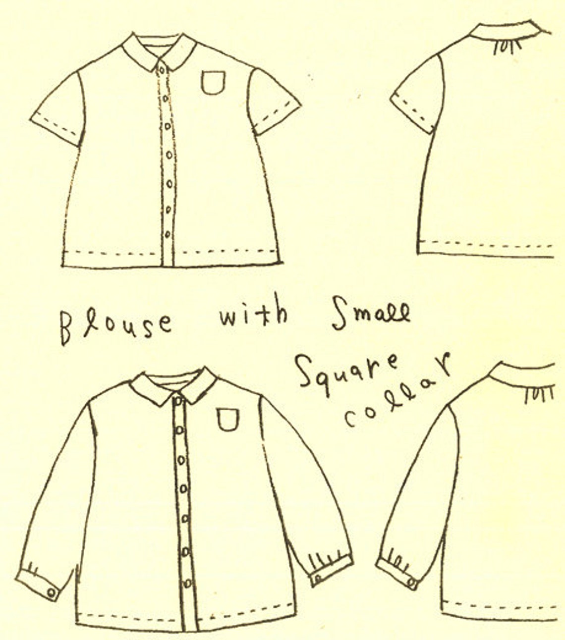 LINNET Pattern / No.81 Blouse With Small Square Collar - Etsy