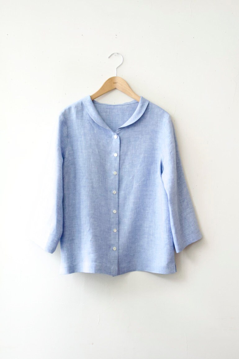 LINNET Pattern / No.139 Shawl Collar Blouse With the Open in Front - Etsy