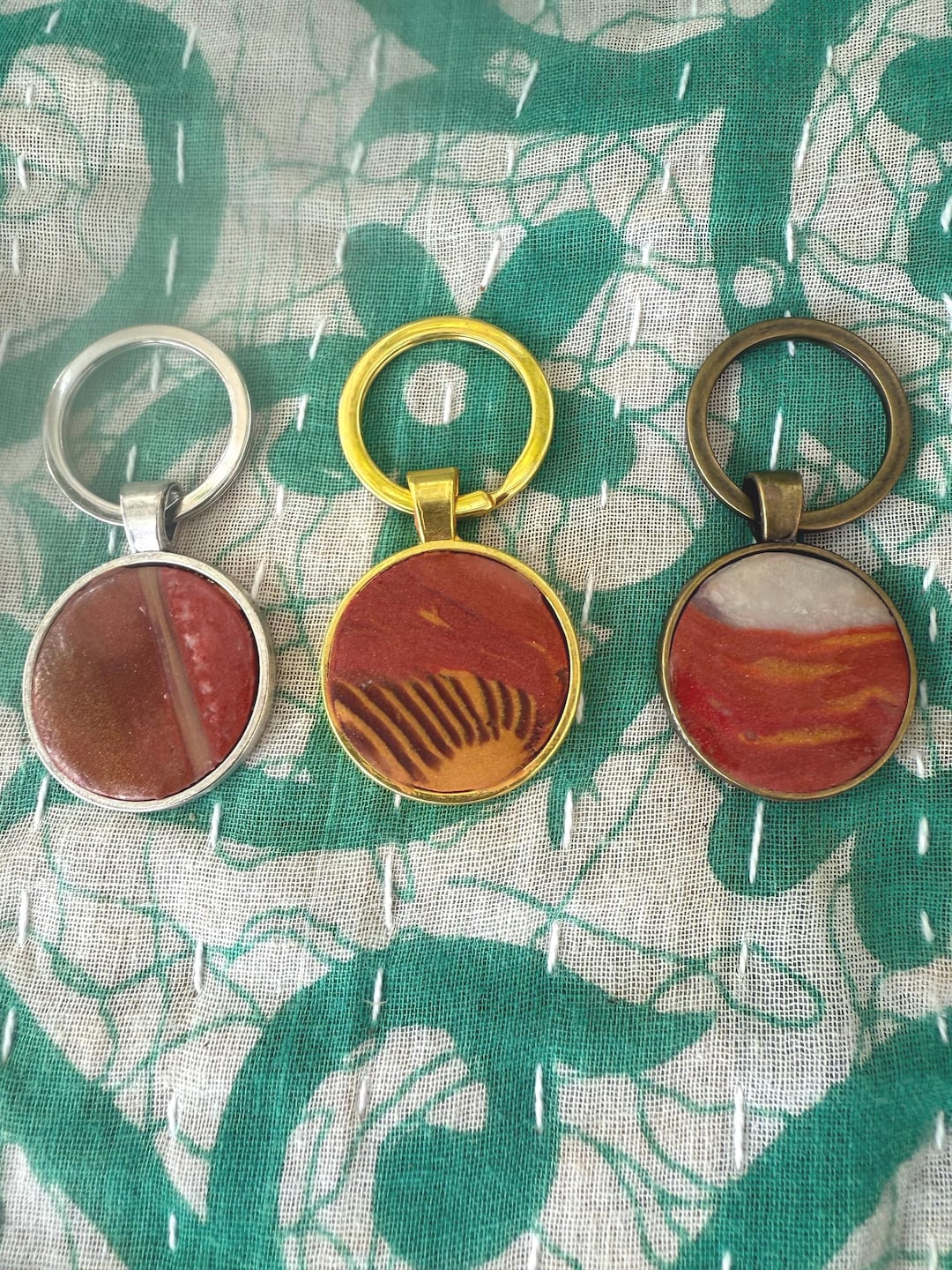Earthtone Polymer Clay Keychains | Handmade Marbled Clay Art Keyrings ...