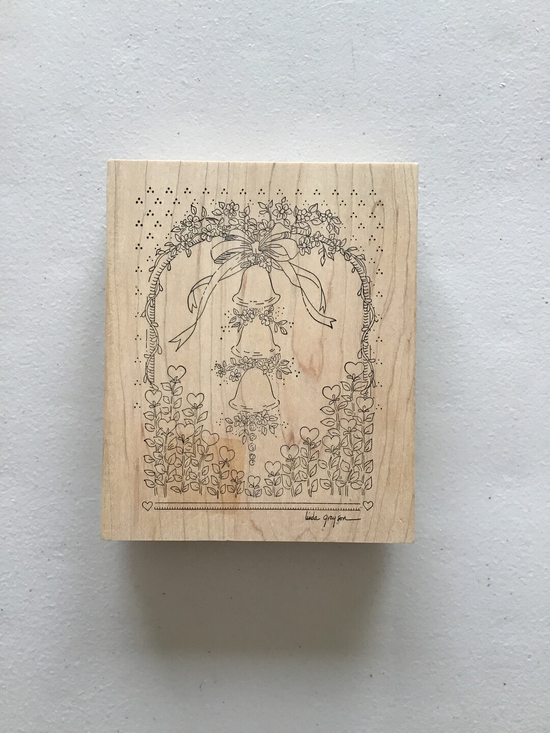Stamps Happen/linda Grayson Wedding Bells With Flowers Wood Mounted ...