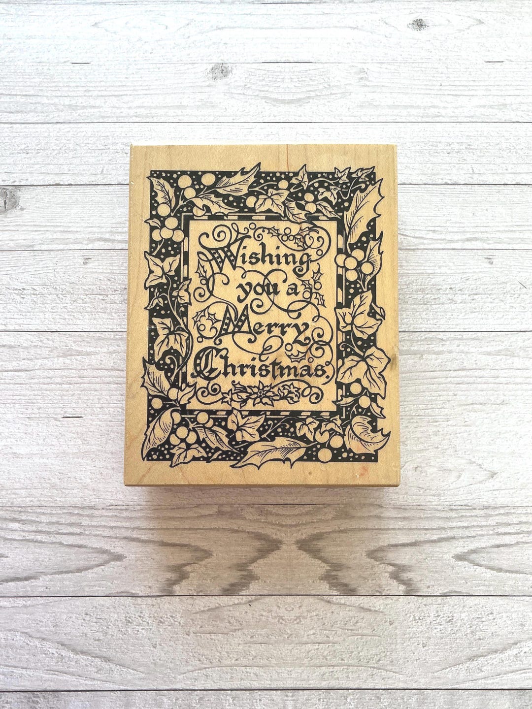 Vintage PSX Wishing You A Merry Christmas Wood Rubber Stamp/holidays ...