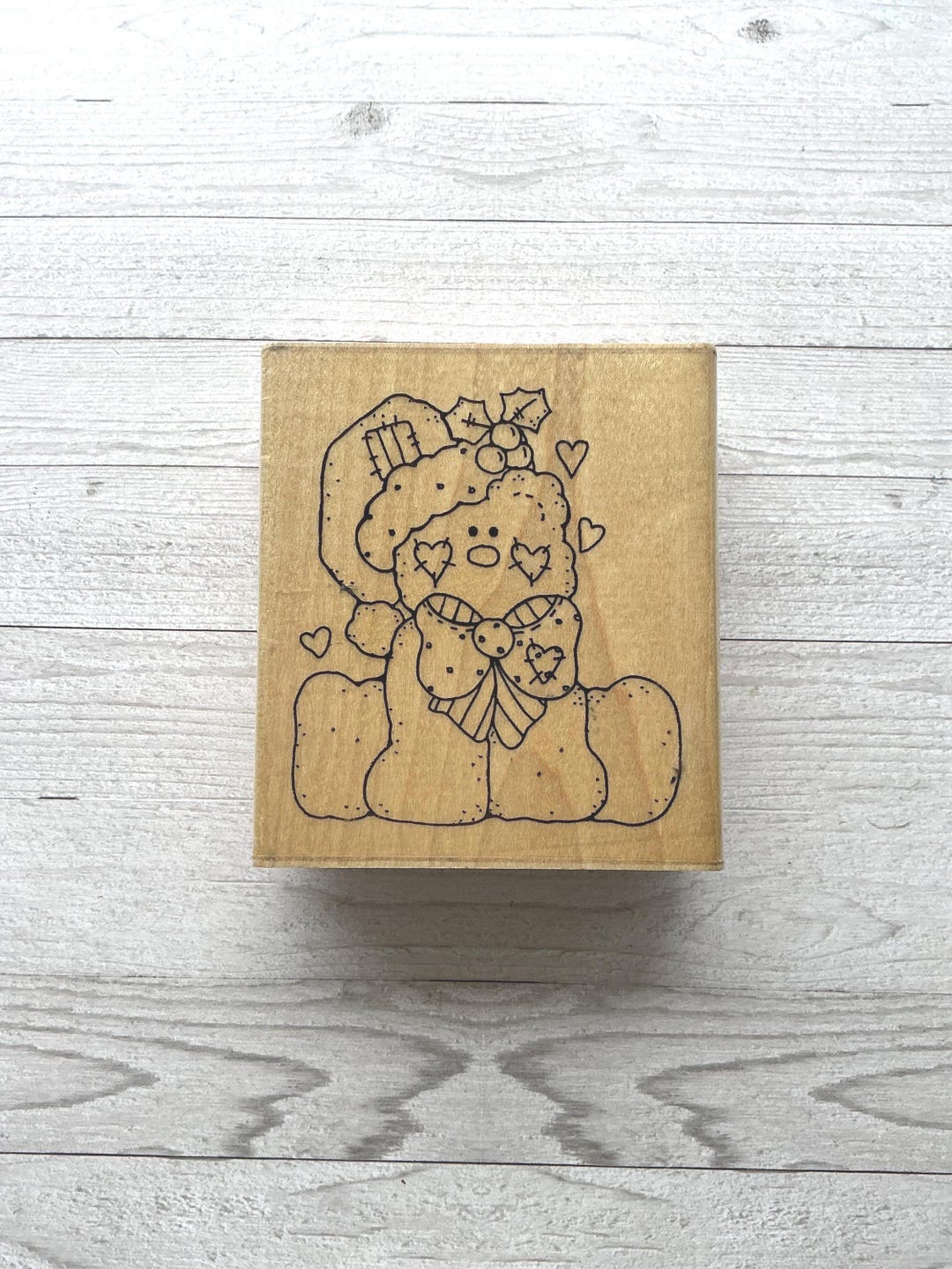 Vintage JRL Designs Bear With Santa Hat Wood Rubber Stamp/christmas/pre ...
