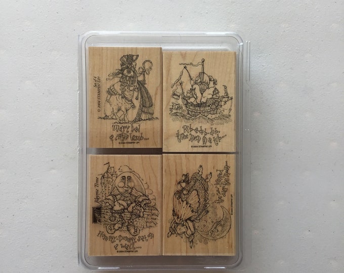 Vintage Stampin' Up! "rhyme Time" Set of 4 Wood Mounted Rubber Stamps ...