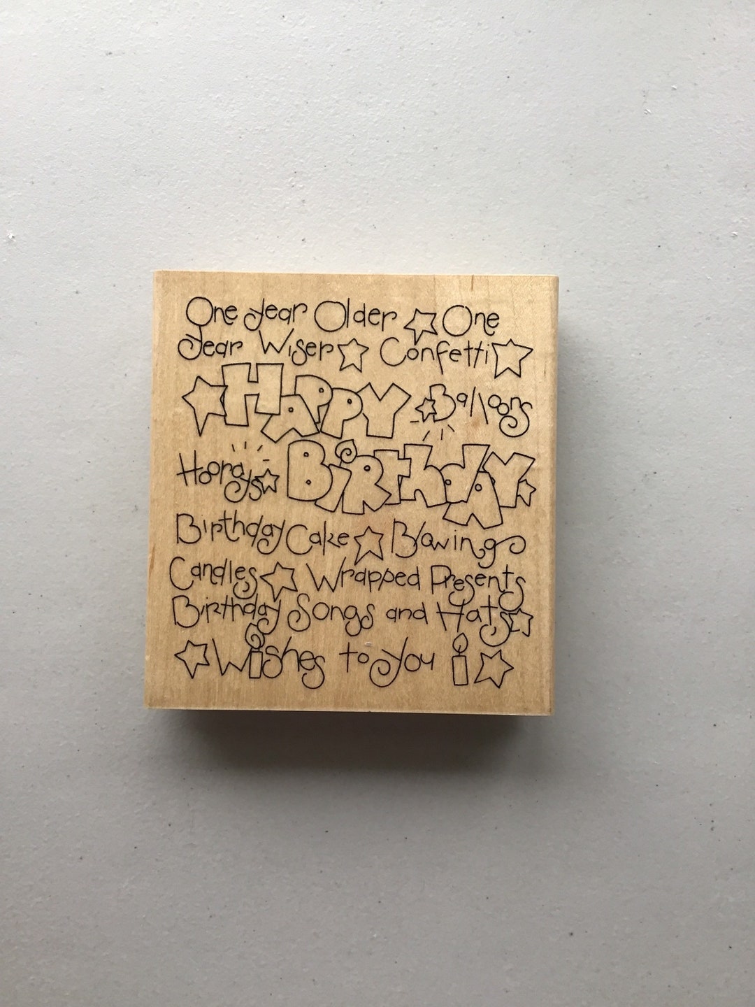 JRL Designs Jumbo "happy Birthday Card" Wood Mounted Rubber Stamp ...