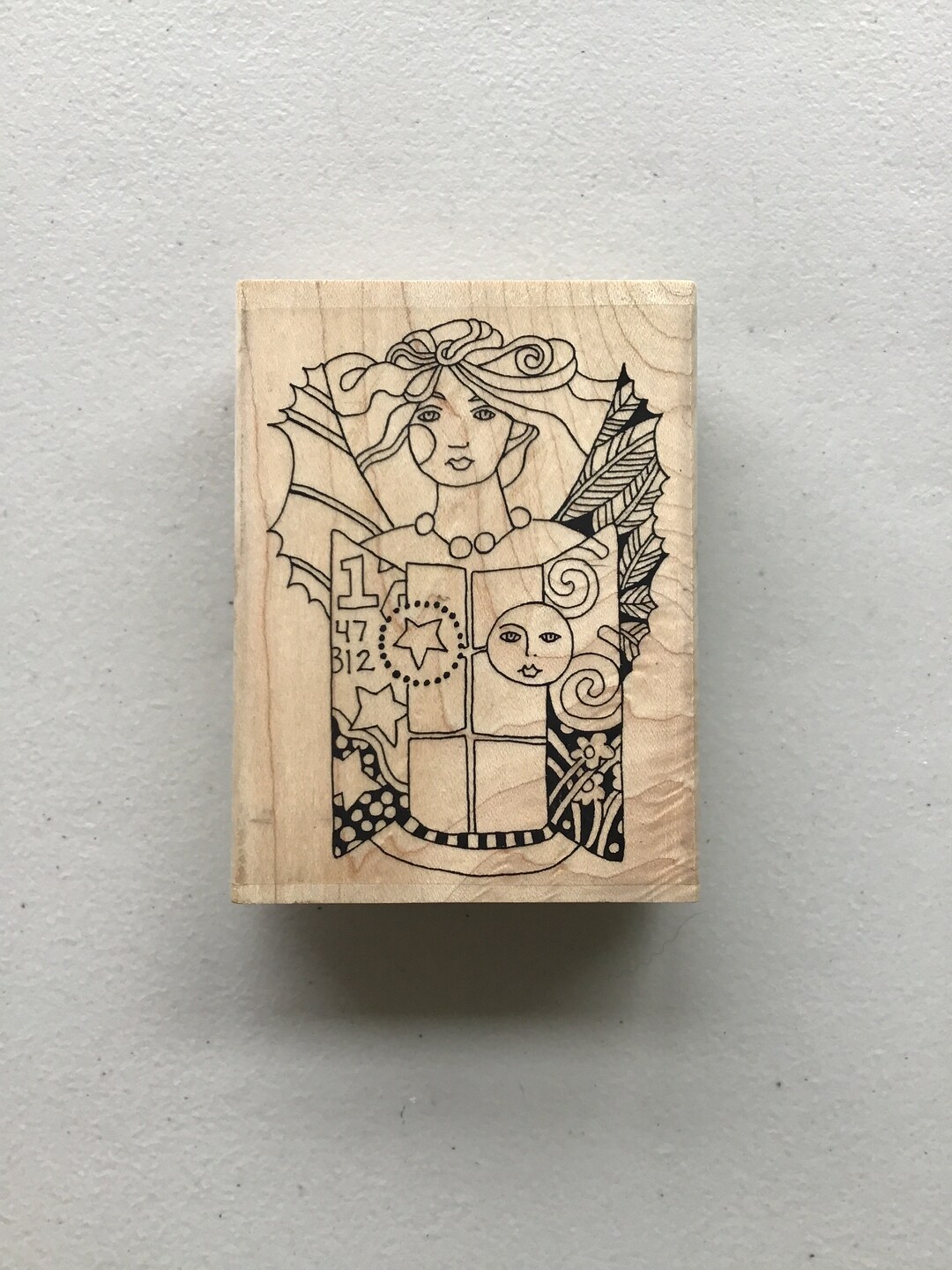 Rare Paula Best window Angel Wood Mounted Rubber Stamp/mixed Media/pre ...