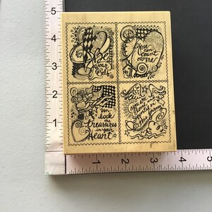 Vintage PSX "heart Postage Stamp Block" Encouragement Collage Wood ...