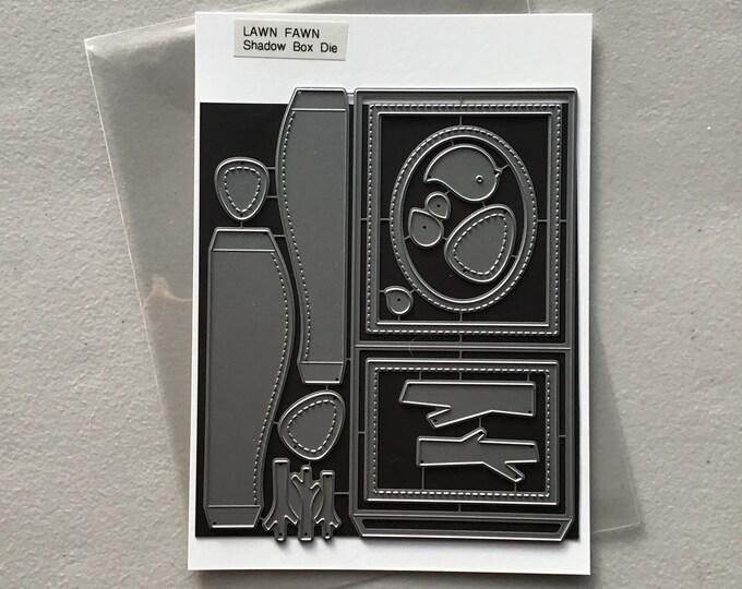 Never Used Lawn Fawn Shadow Box Card Metal Die Set/interactive/craft ...