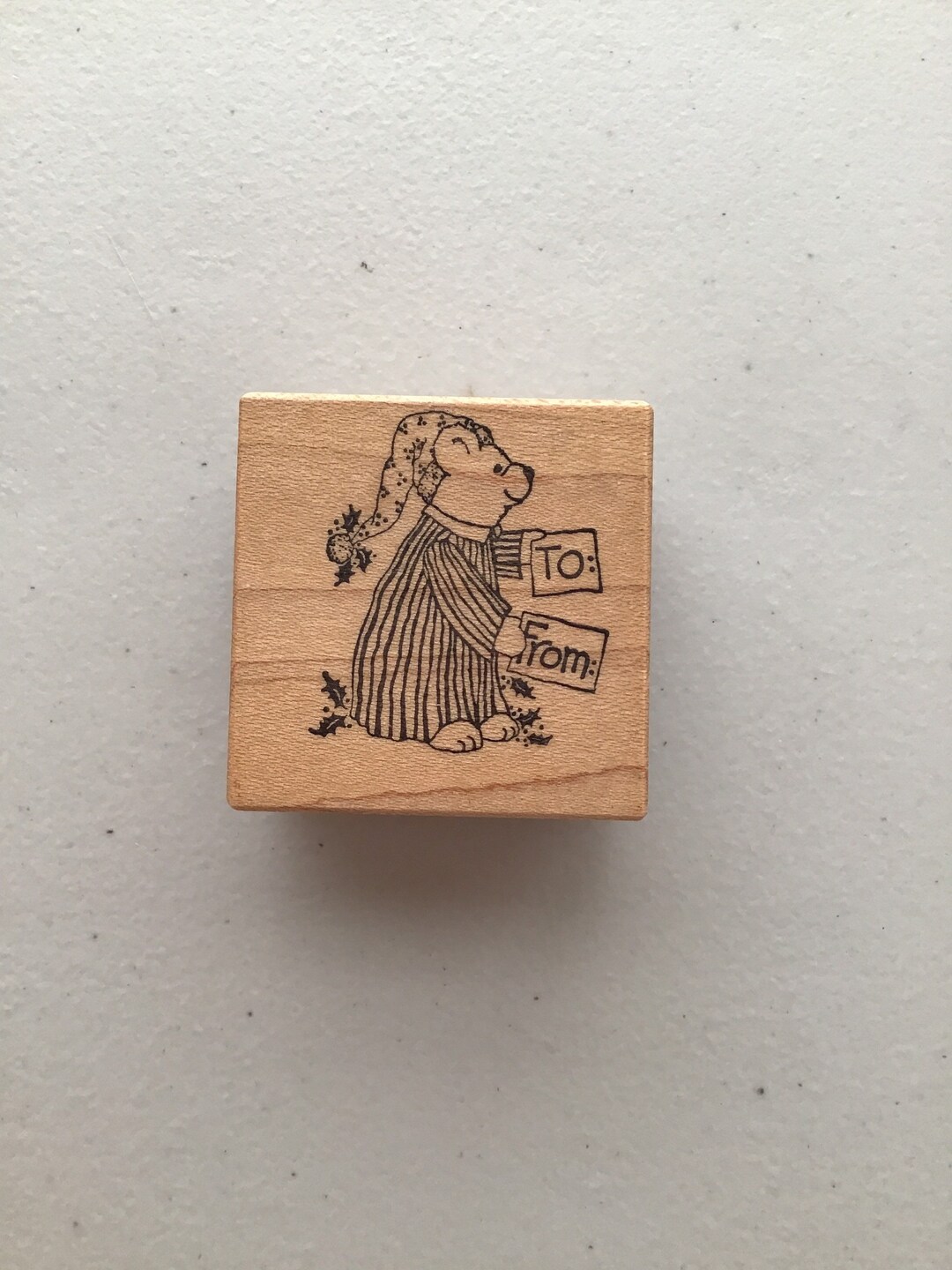 Vintage PSX Bear To/from Wood Mounted Rubber Stamp/christmas/holidays ...