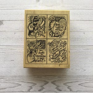 Vintage PSX "heart Postage Stamp Block" Encouragement Collage Wood ...