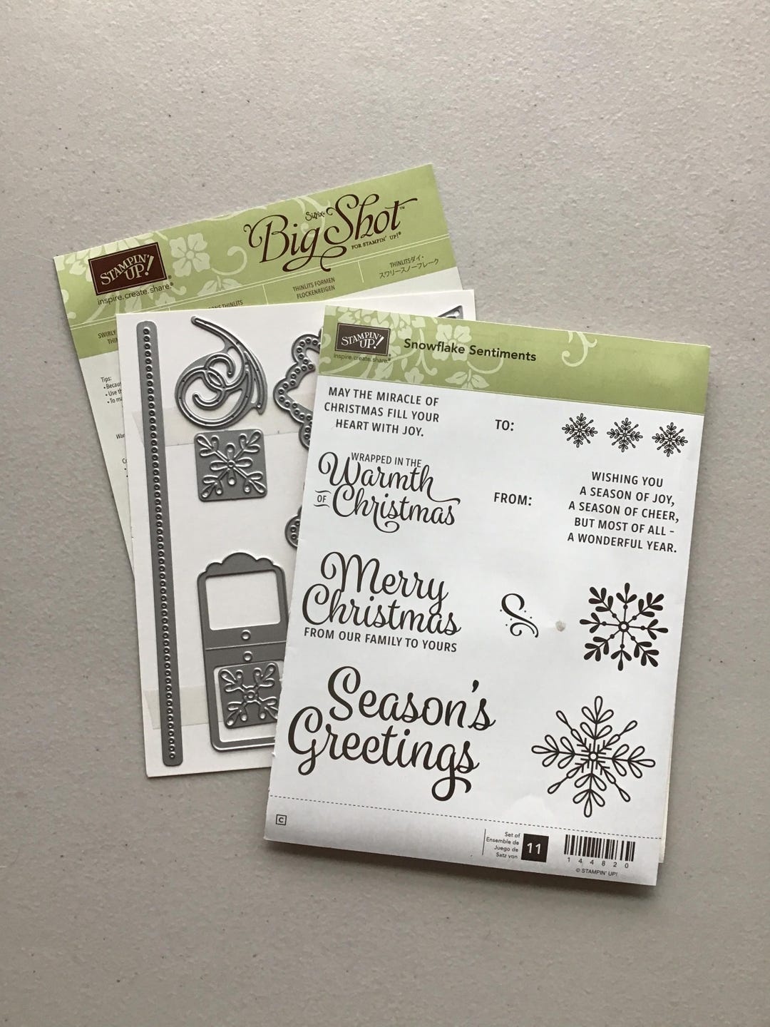 Never Used Stampin' Up! "snowflake Sentiments" Cling Rubber Stamp Set ...
