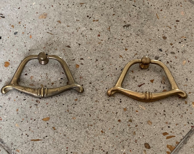 RARE Set of Two: Brass Twisted Rope Drop Ring Pulls/Cabinet Drop Ring Pulls/Made in Italy/Brass ...