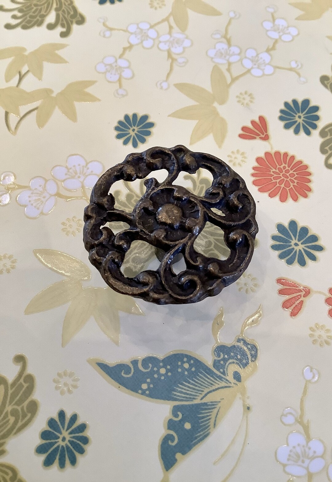 Vintage Antique Brass Flower Knobs/scroll Petal Flower Brass Drawer Knobs/flower Cabinet Knobs ...