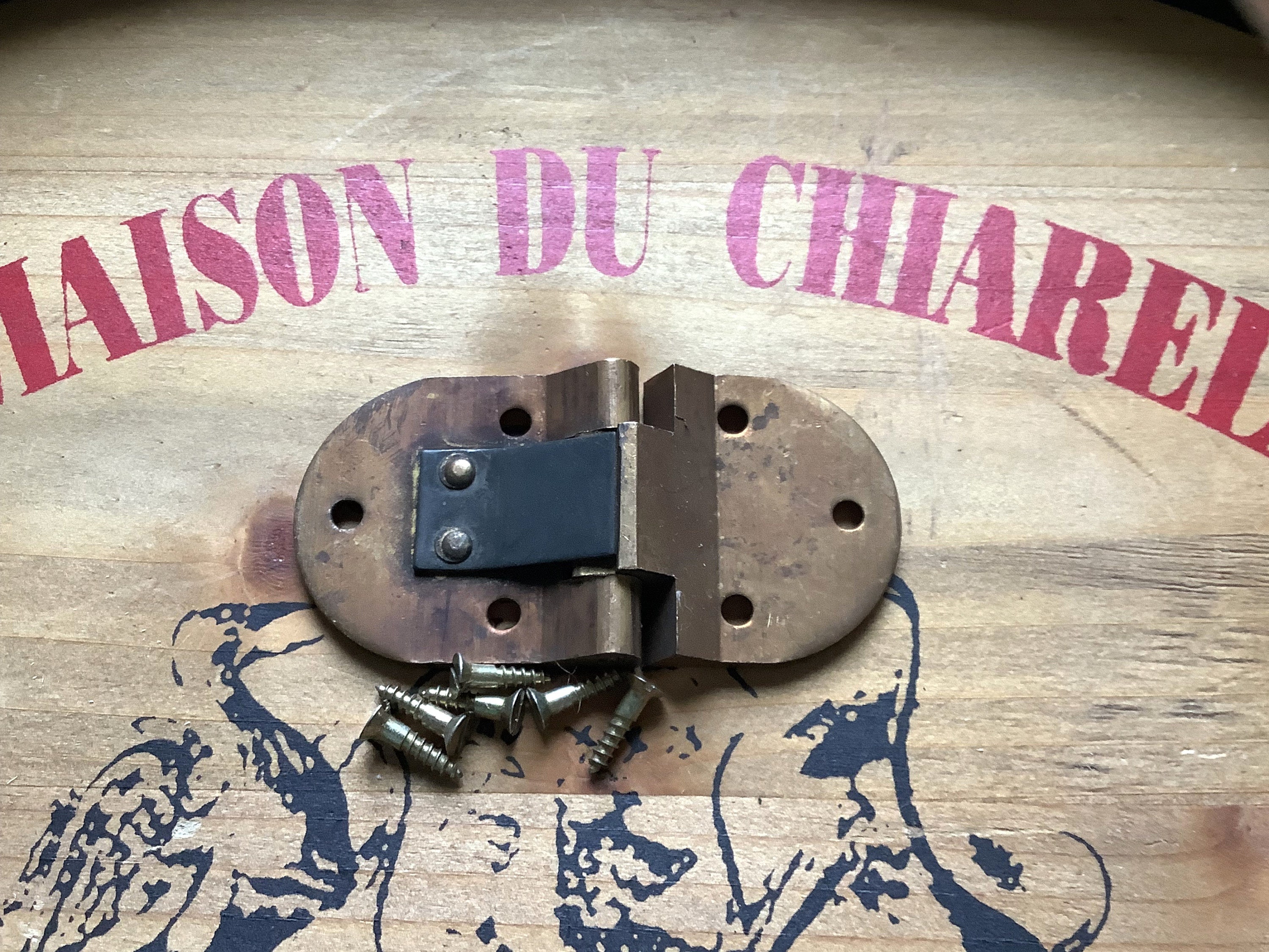 Antique Brass English Butler Tray Hinges With Round Corners & Original ...