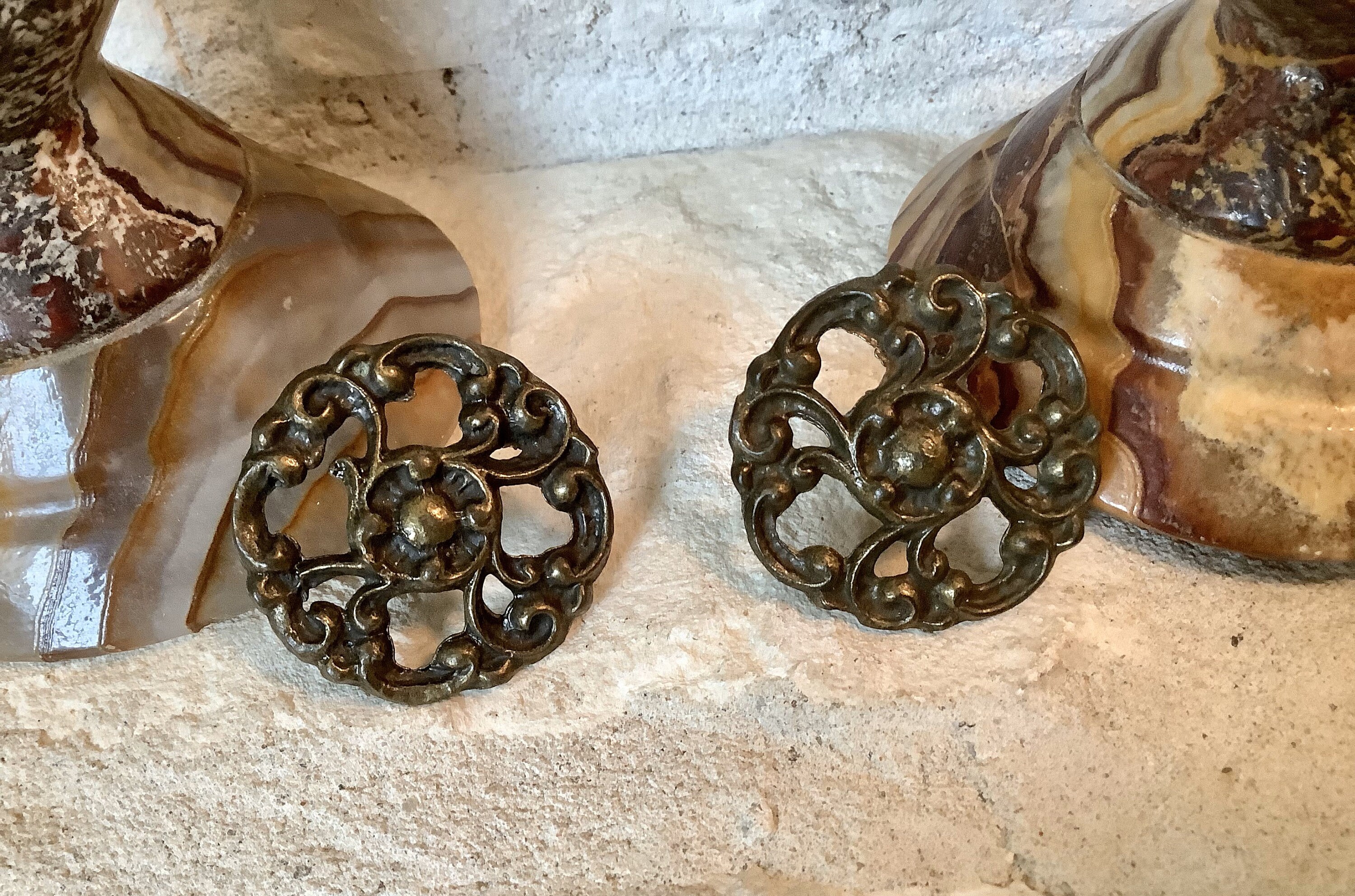 Vintage Antique Brass Flower Knobs/scroll Petal Flower Brass Drawer Knobs/flower Cabinet Knobs ...