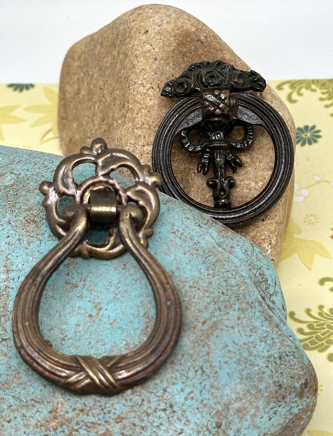 Choice: Pairs of Ornate Drop Ring Pulls With Backplates/victorian ...