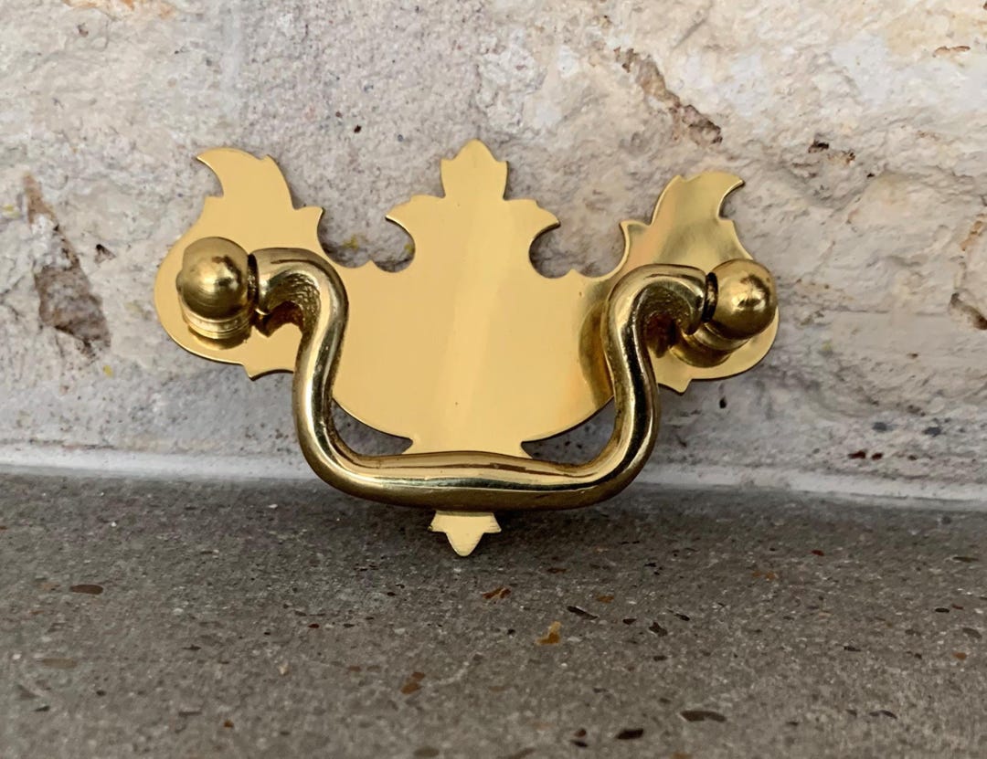 Vintage Chippendale Brass Drop Pulls: Petite Polished Brass, 2" Center ...