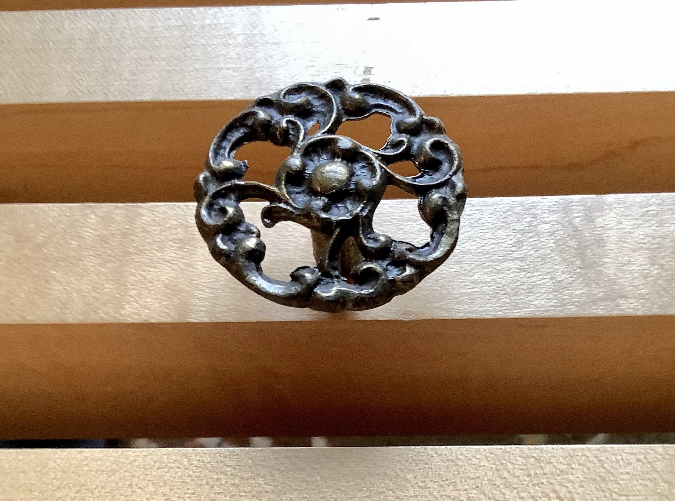 Vintage Antique Brass Flower Knobs/scroll Petal Flower Brass Drawer Knobs/flower Cabinet Knobs ...