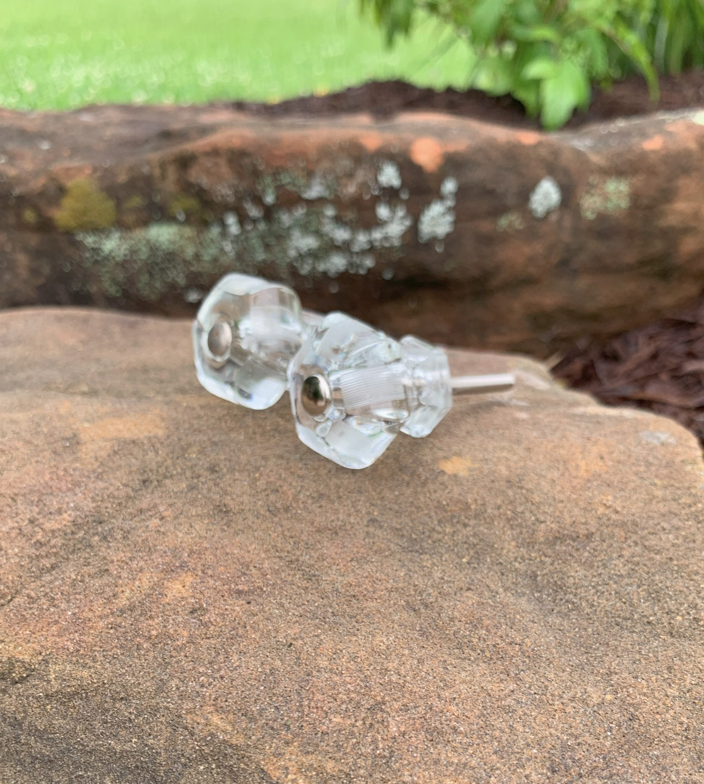 RARE Hexagon Crystal Glass Knobs With Etched Side Panels/art Deco ...