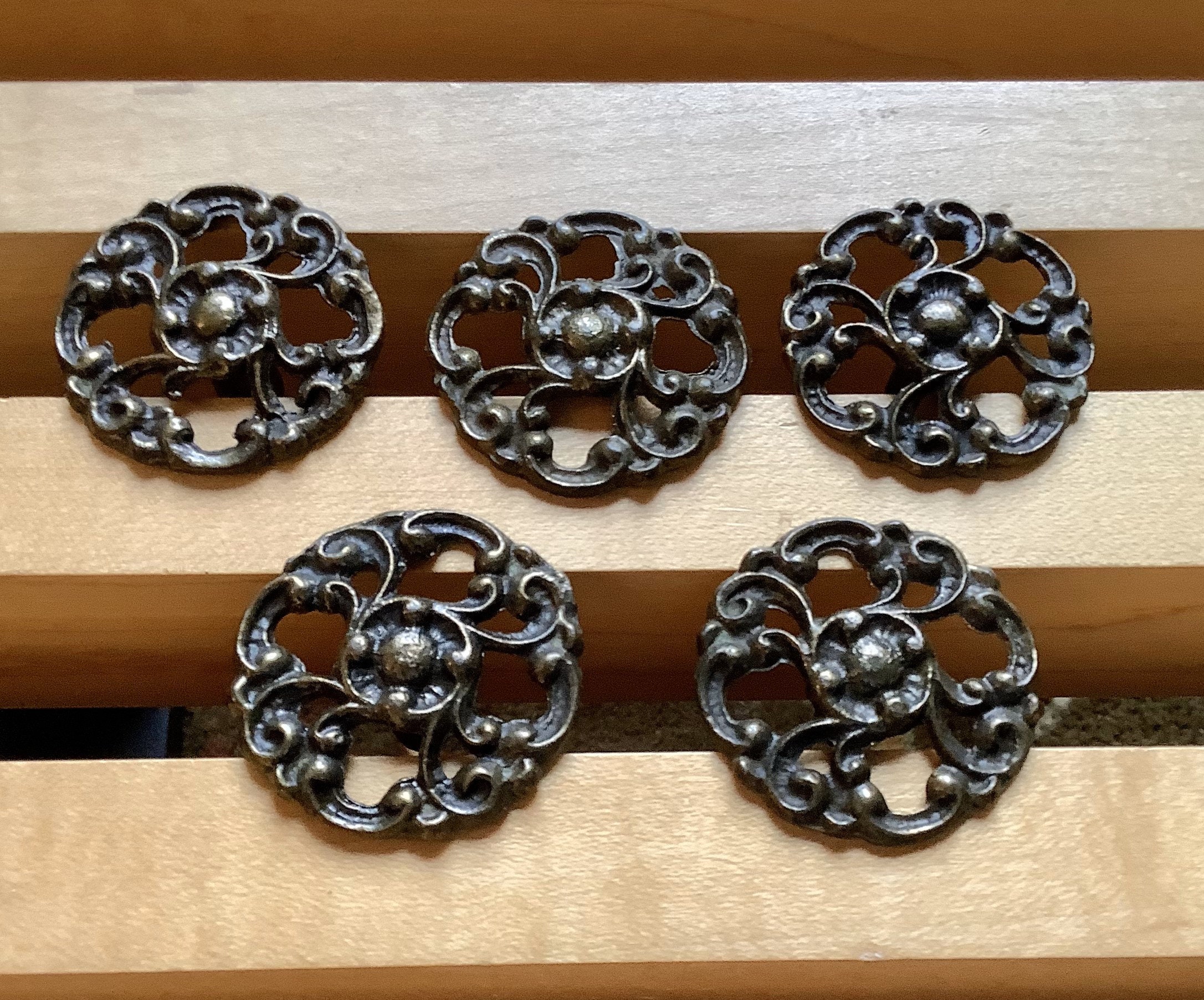 Vintage Antique Brass Flower Knobs/scroll Petal Flower Brass Drawer Knobs/flower Cabinet Knobs ...