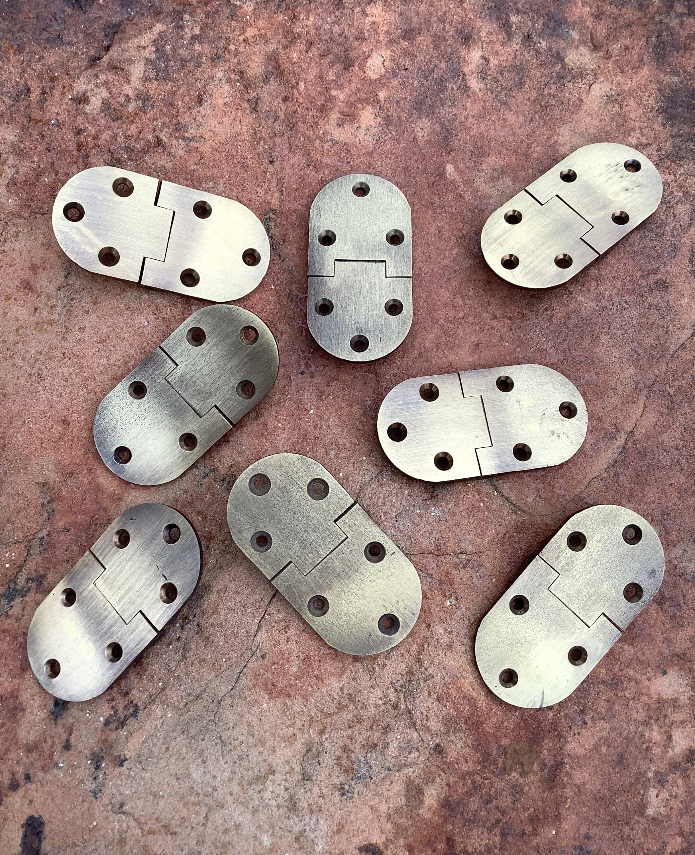 Antique Brass English Butler Tray Hinges With Round Corners & Original ...