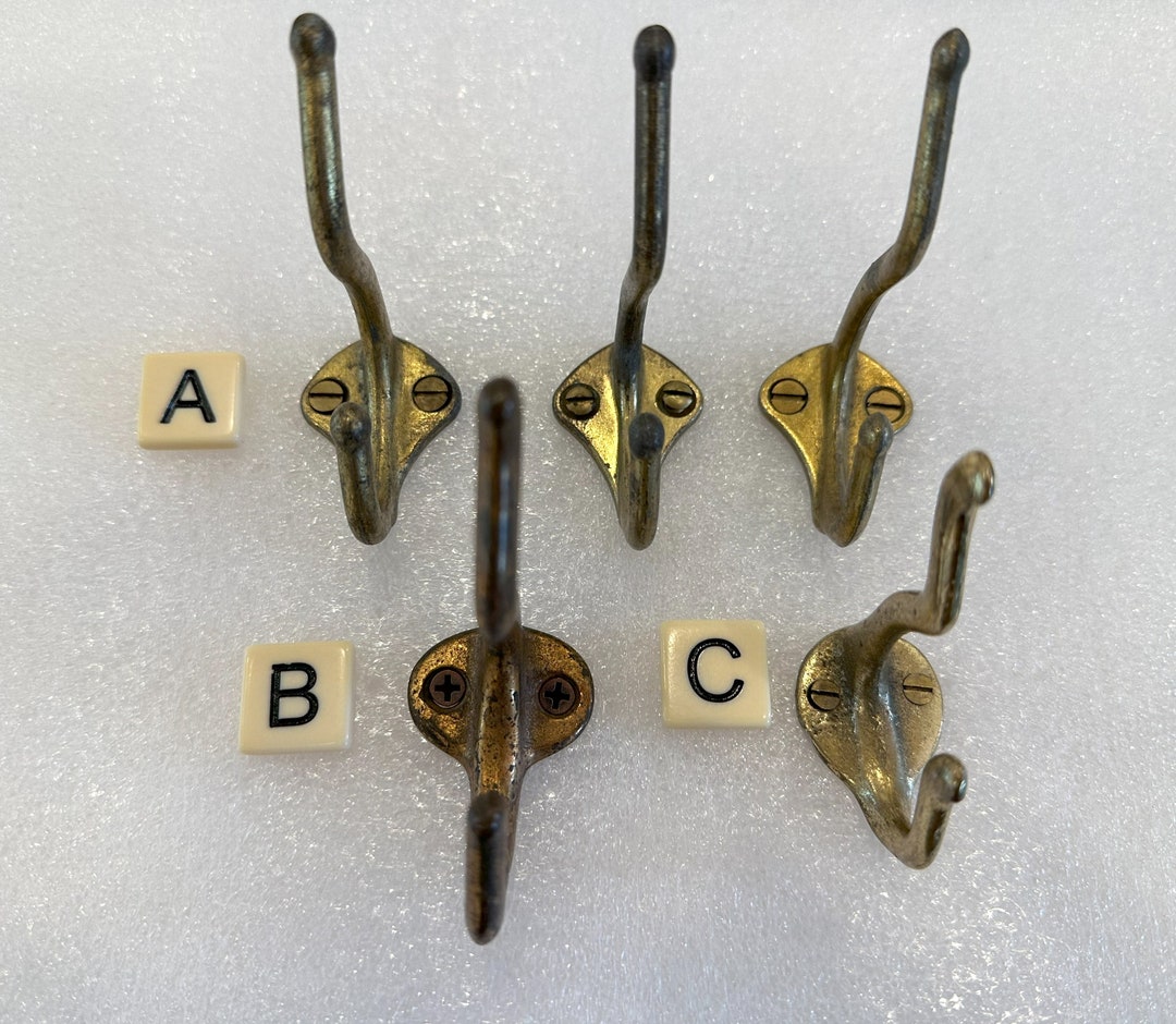 Vintage Brass Double Hooks With Screws/farmhouse Brass-coated Metal ...