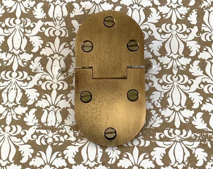 Antique Brass English Butler Tray Hinges With Round Corners & Original ...