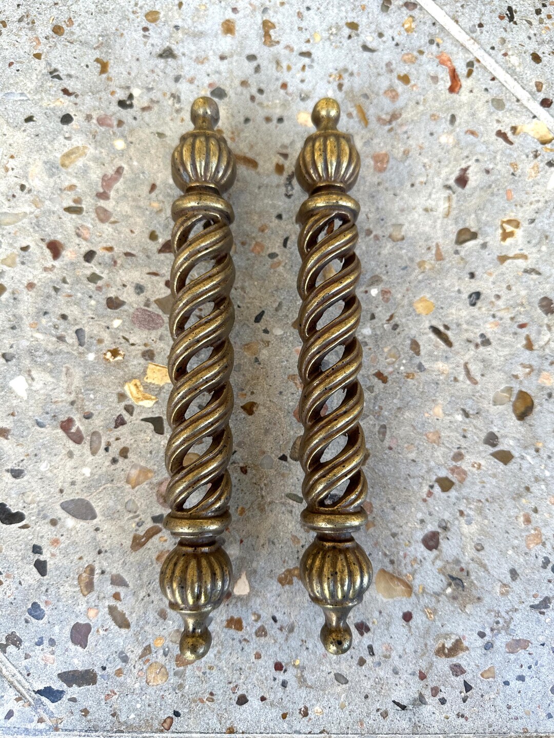 Vintage Brass Spiral Cabinet Pull Handles: Armoire Door Hardware (pair ...