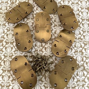 Antique Brass English Butler Tray Hinges With Round Corners & Original ...