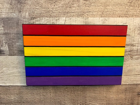 Rainbow Pride Flag Wood Gay Pride Flag Wood Pride Decor | Etsy