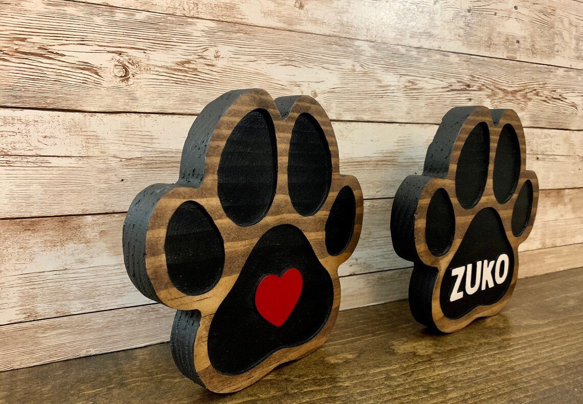 Custom Carved Wood Dog Paws, Dog Paw Prints, Personalized Dog Paw, Dog ...