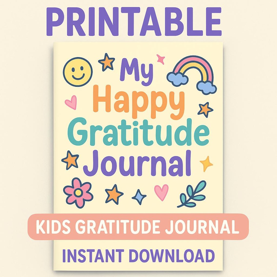 Printable Gratitude Journal for Kids - Cute Doodle Thankfulness Diary ...