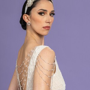 Pearls Back Necklace and Shoulder Jewelry Set Backless Dress Multilayer ...