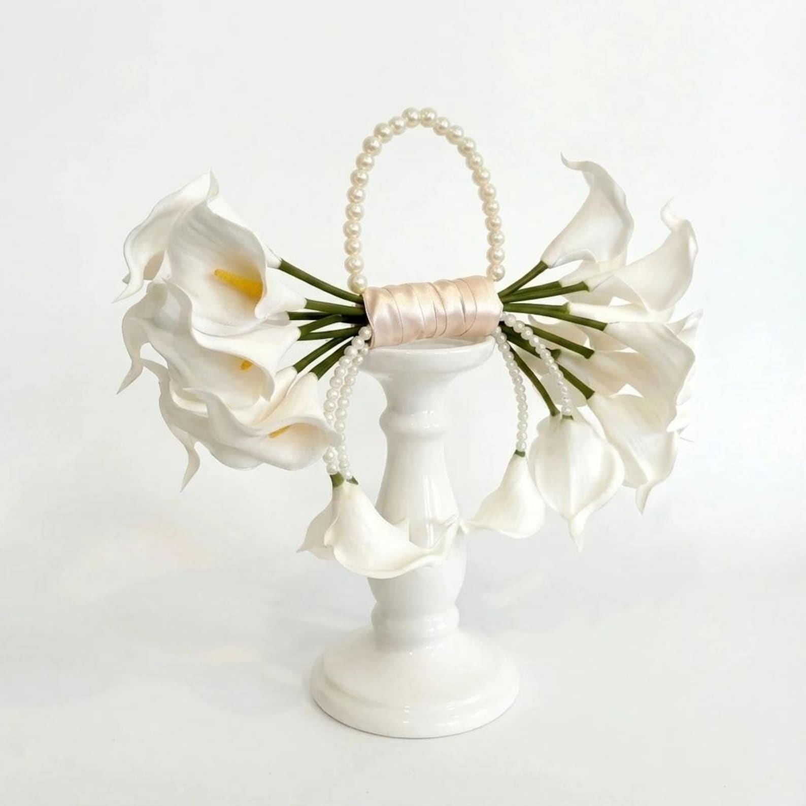 Beaded Pearl Wedding Bridal Bouquet Flowers Made With Calla Lilies for ...
