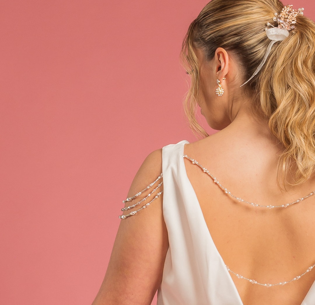 Open Dress Backdrop Necklace With Matching Beaded Sleeves Two Layer ...