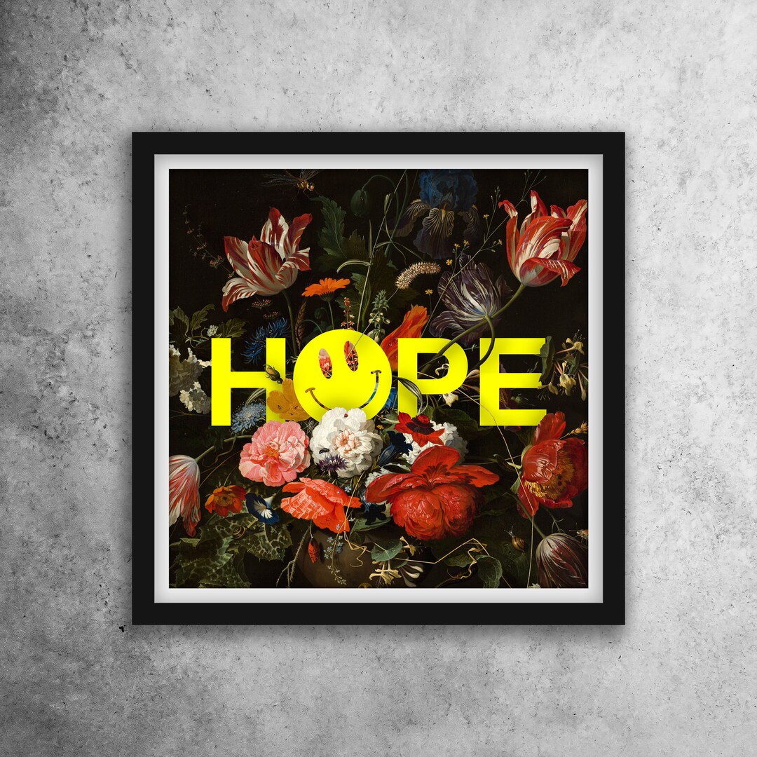 Floral Hope Smiley Face Digital Print - Etsy