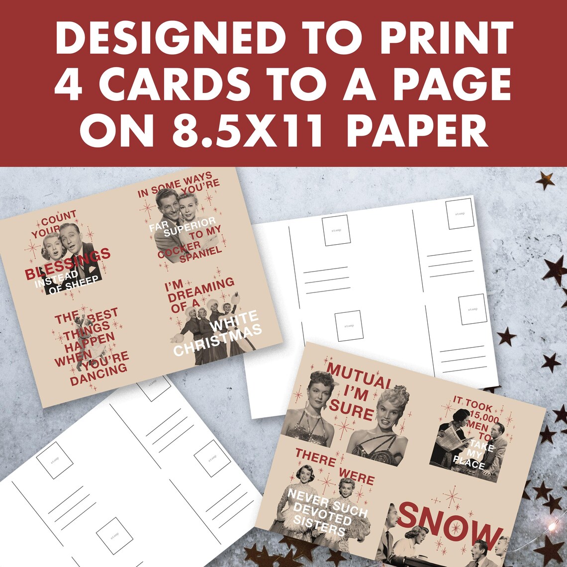 White Christmas Vintage Postcards Digital Downloads - Etsy