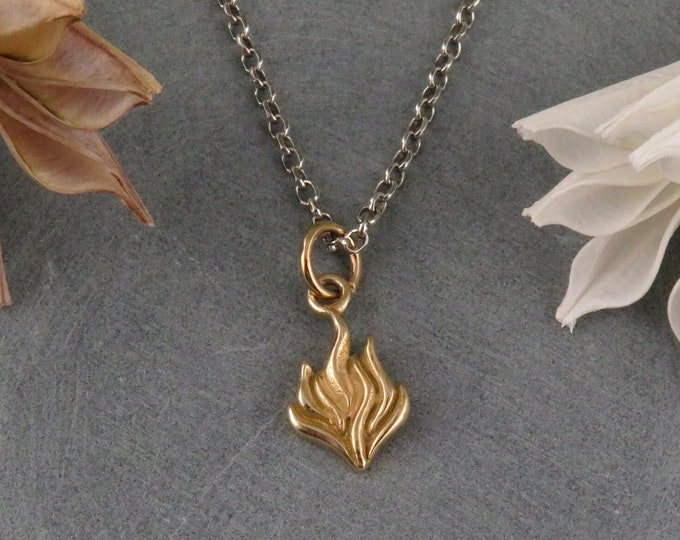 Bronze Flame Pendant | Bronze Fire Necklace | Gold Flames Pendant ...