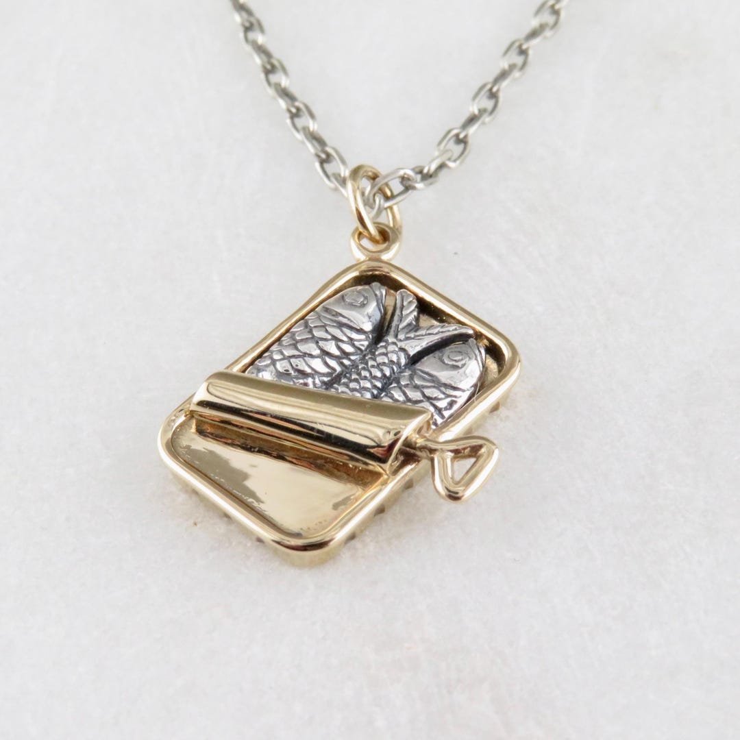 Sardines Necklace | Tin of Sardines Charm | Sterling Fish Necklace ...