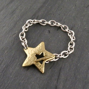 Two Tone Star Bracelet | Hammered Star Bracelet | Chunky Star Bracelet ...