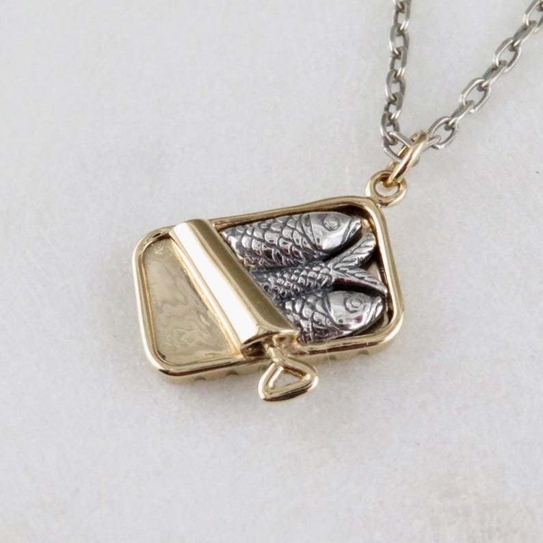 Sardines Necklace | Tin of Sardines Charm | Sterling Fish Necklace ...