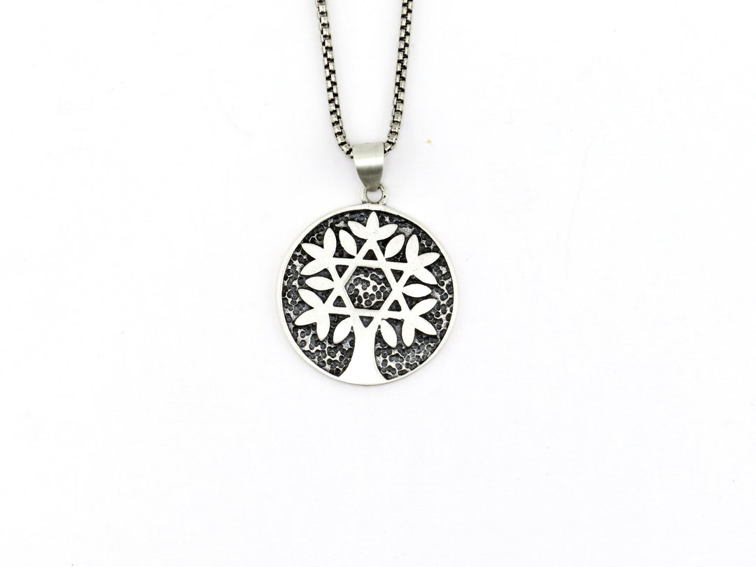 Jewish Star Tree Necklace | Silver Star of David Necklace | Sterling ...