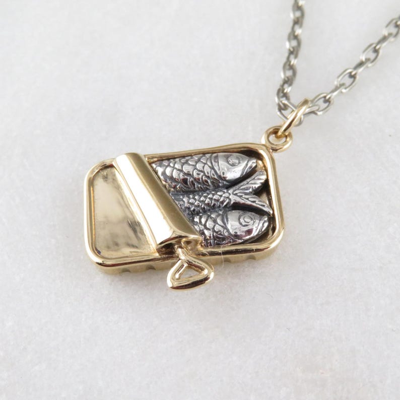 Sardines Necklace | Tin of Sardines Charm | Sterling Fish Necklace ...