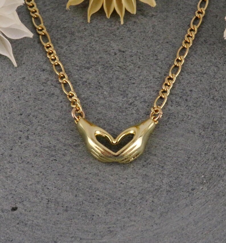 Heart Hands Necklace | Gold Love Necklace | Gold Hands Making Heart ...