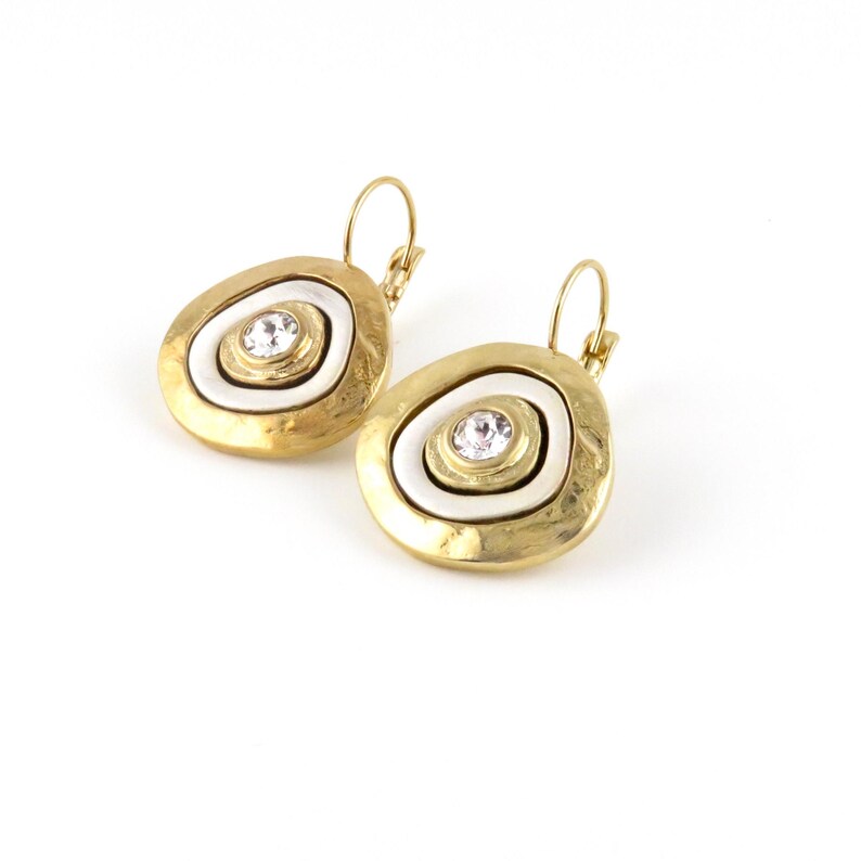 Two Tone Medallion Earrings | Gold Silver Earrings | Mixed Metal ...