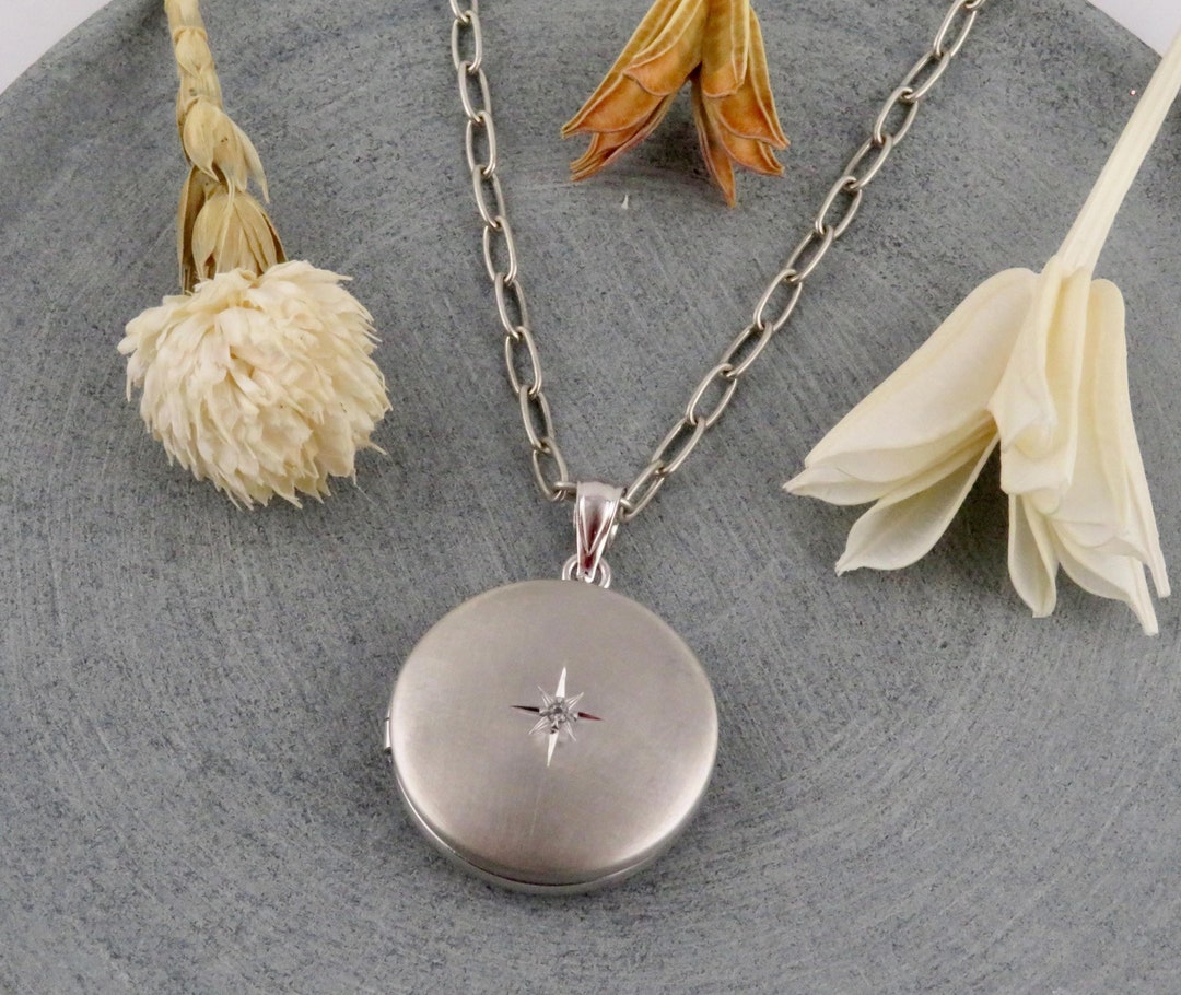 Silver Locket | Sterling Locket | Etched Silver Locket Pendant | Heart ...